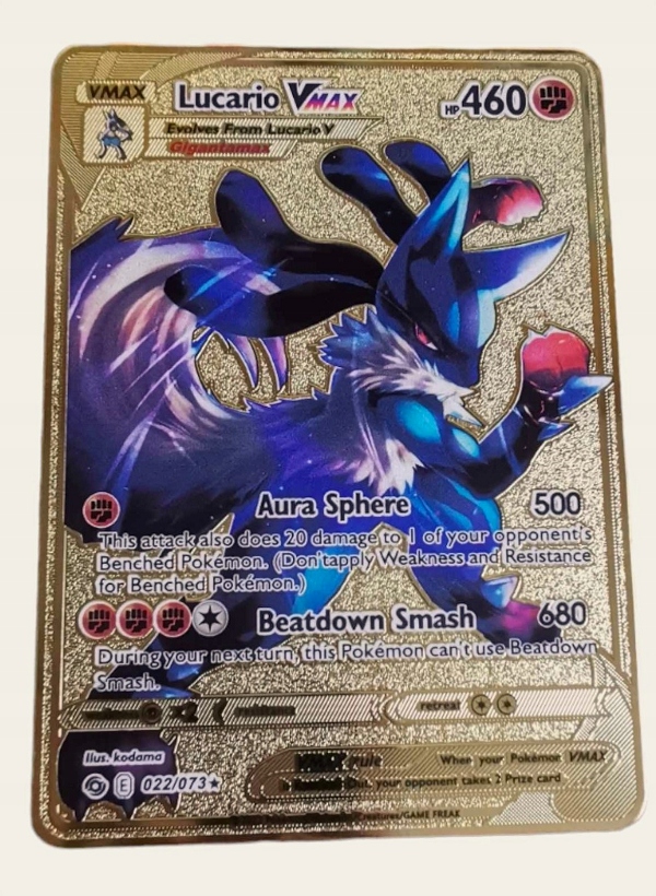 Pokemon Mega Lucario Vmax Złota Metalowa Karta - 14272298325 ...