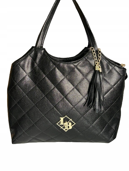 Laura Biaggi damska torebka shopper pikowana czarna - 15095842114 - oficjalne archiwum Allegro