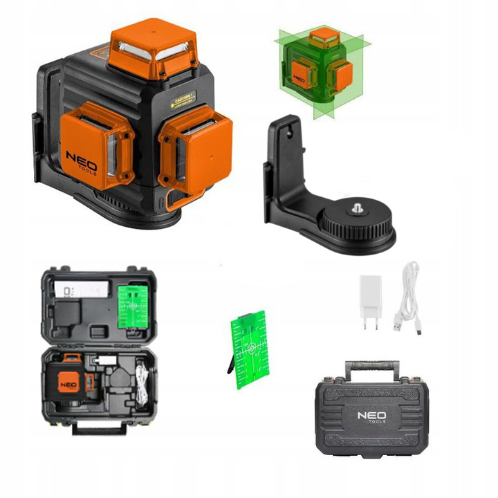 NEO 75-109 Laser krzyżowy 3D, zielony + osprzęt - 11260254536 ...