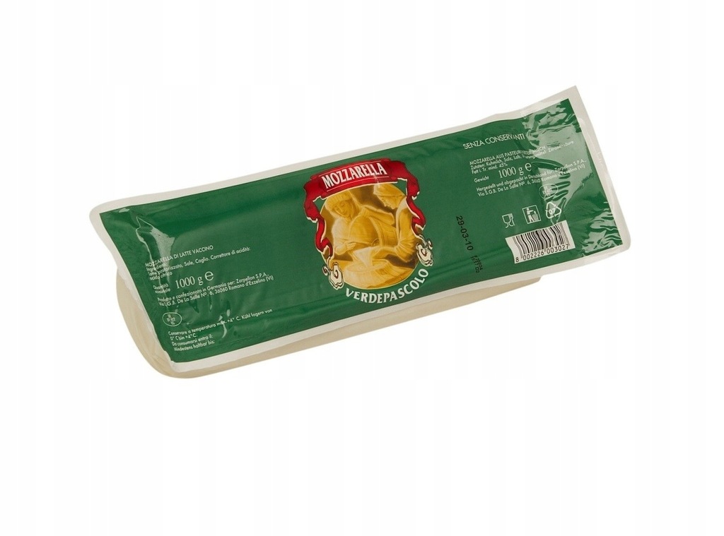 Mozzarella Verdepascolo 1 kg włoska do pizzy ser - 13341010088 ...