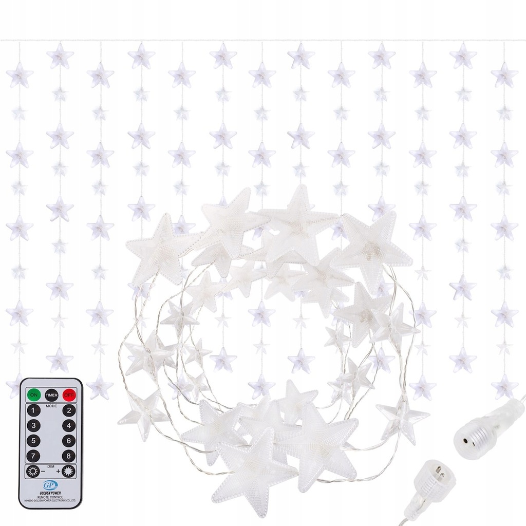KURTYNA ŚWIETLNA Z GWIAZDKAMI SOPLE 136 LED PILOT - 9818219803 ...
