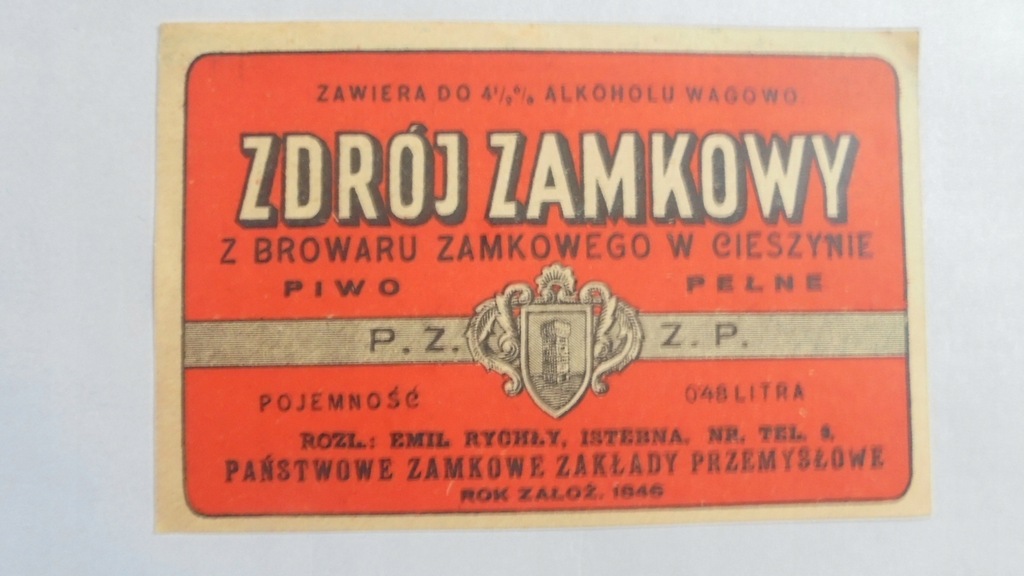 Stara etykieta browar Cieszyn - Istebna - 13302543494 - oficjalne archiwum Allegro