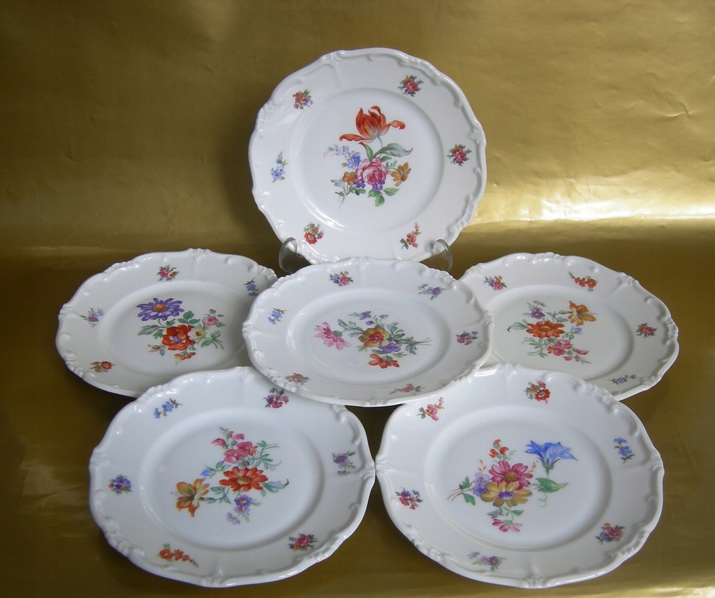 Weimar Katharina: talerze deserowe! Barwne kwiaty! - 12914389015 - oficjalne archiwum Allegro