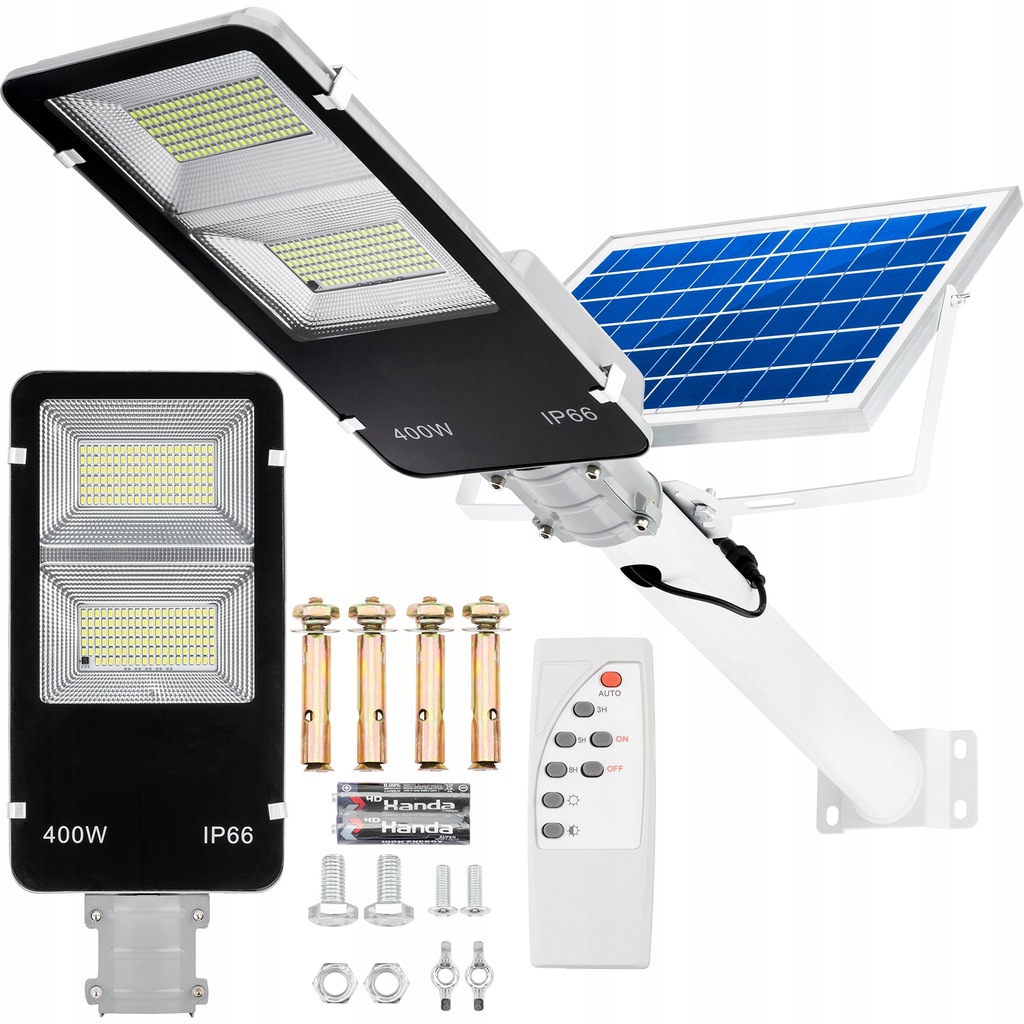 LAMPA SOLARNA LED 400W MOCNA ULICZNA Z PILOTEM - 12476635044 - oficjalne archiwum Allegro