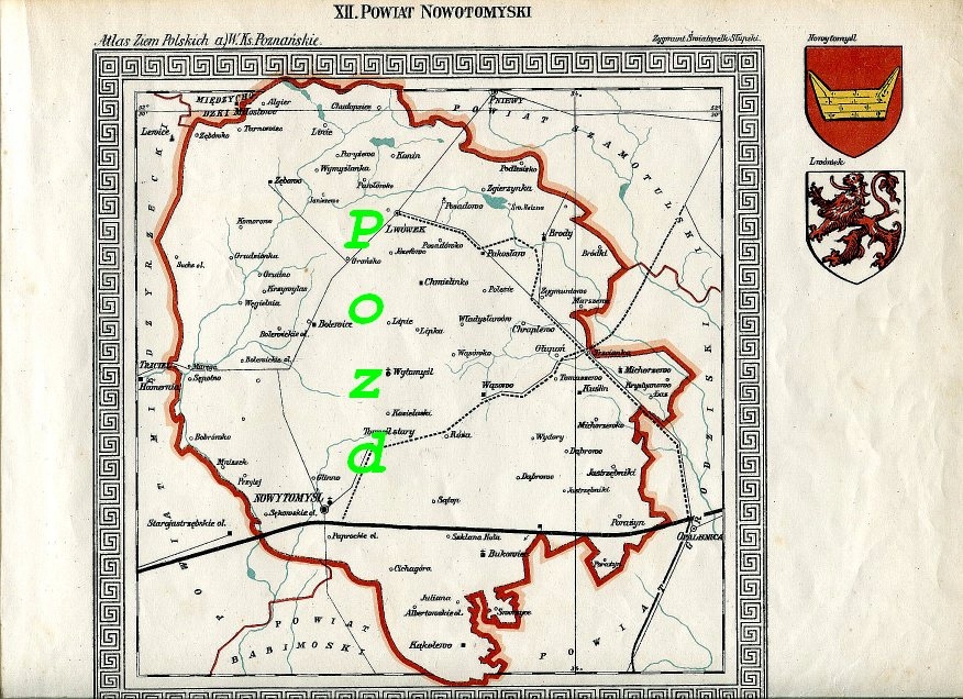 Mapa. Powiat Nowotomyski - Nowy Tomyśl 1911r. - 13148332396 - oficjalne archiwum Allegro