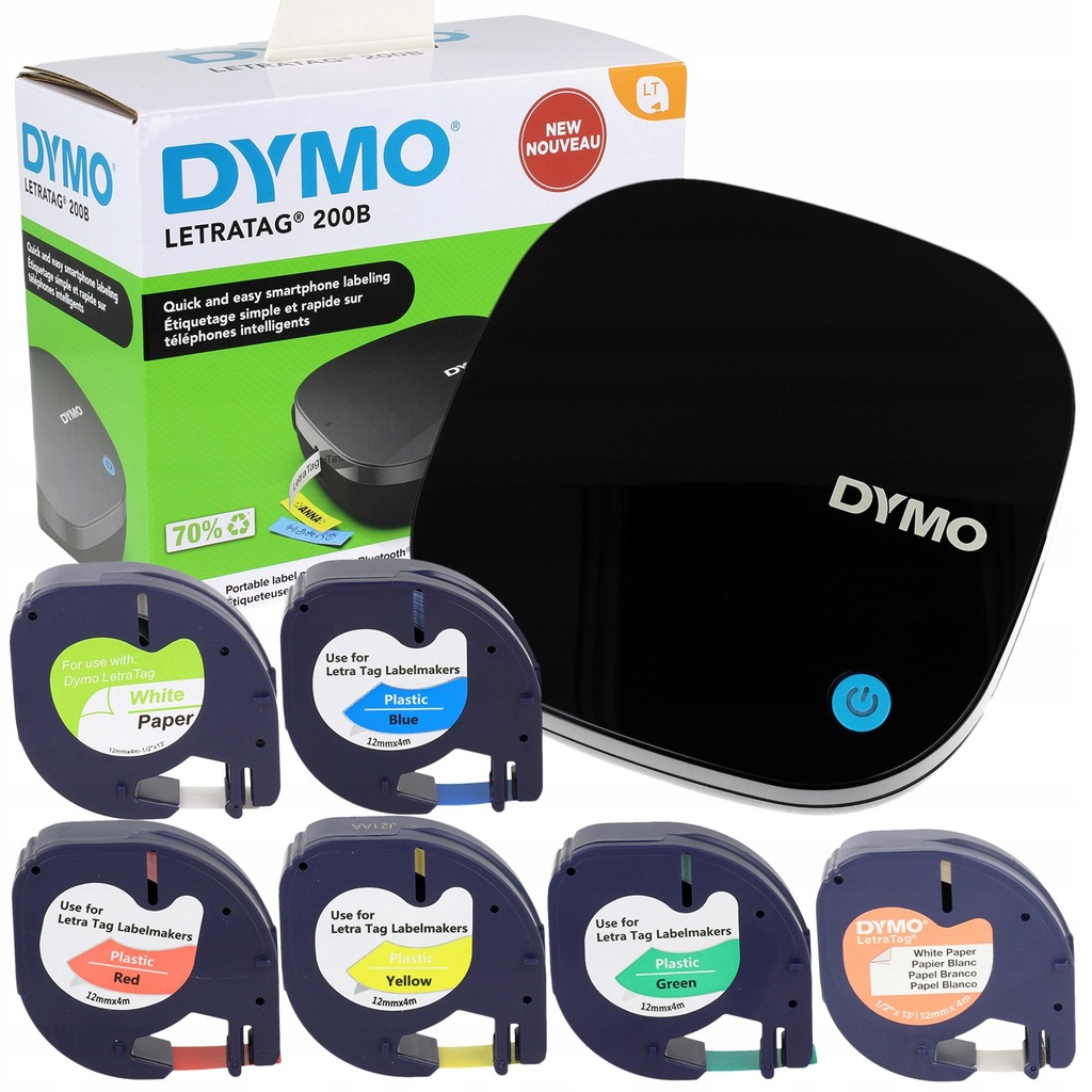 Drukarka przenośna DYMO LetraTag LT200B + 6 Taśm - 13559102097 ...