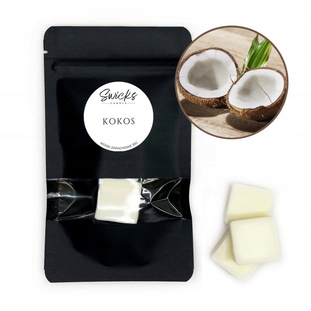 Wosk sojowy zapachowy do kominka Kokos 35g - 13351747176 - oficjalne archiwum Allegro