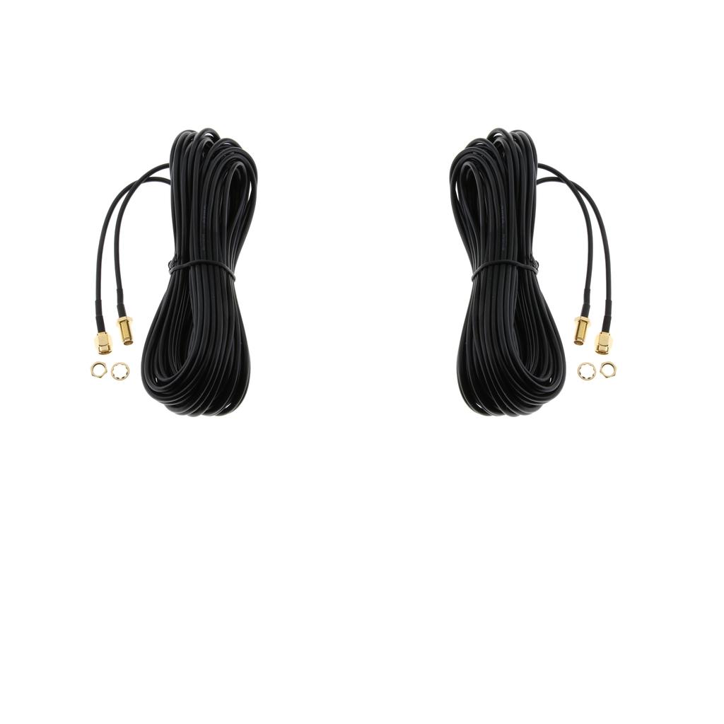 2x Antenna Extension Cable RP SMA Male to Female LAN Router Aerial ...