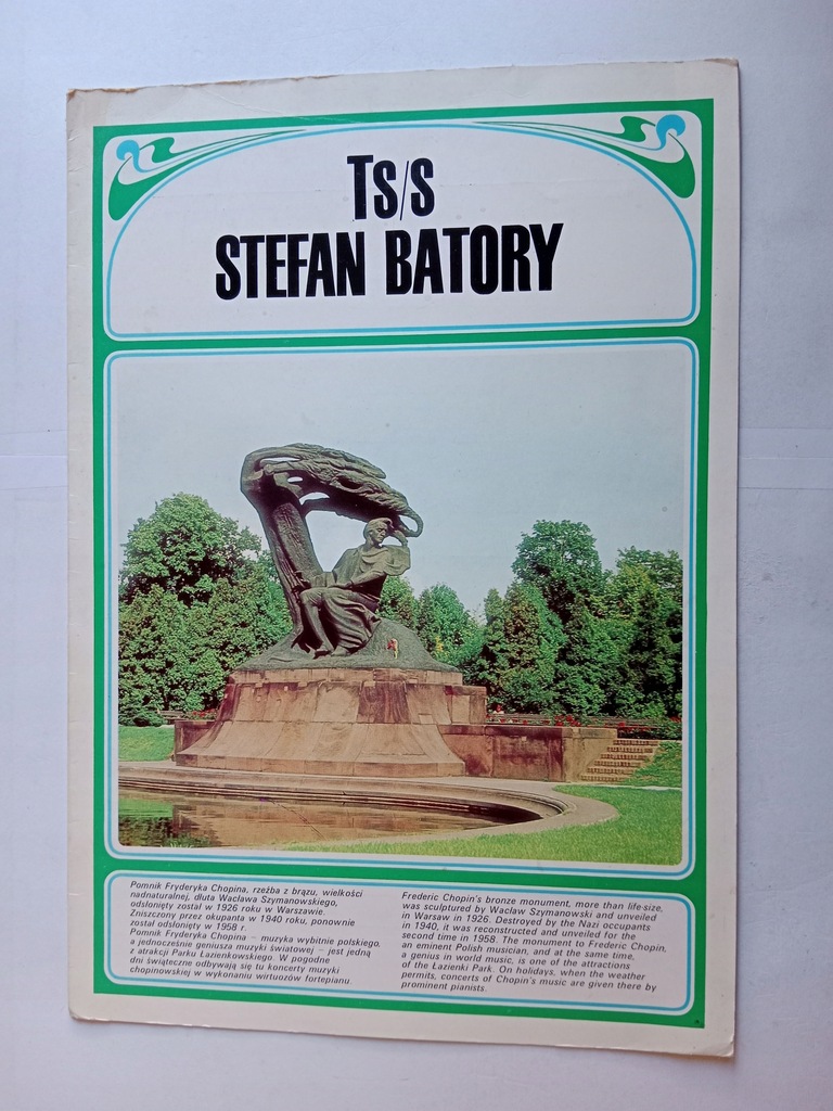 STATEK TSS STEFAN BATORY MENU FRYDERYK CHOPIN - POLSKIE LINIE 72 R 824 ...