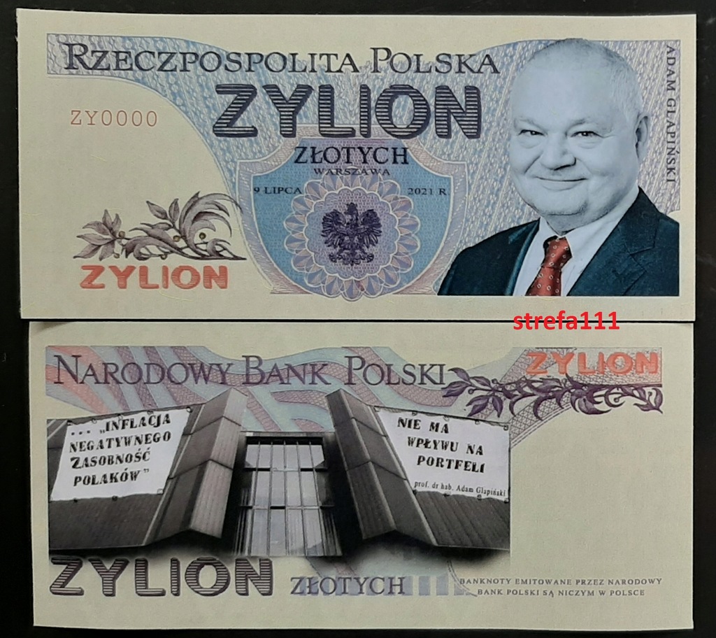 Polska ZYLION złotych 2021 - Adam Glapiński - 13113473980 - oficjalne ...