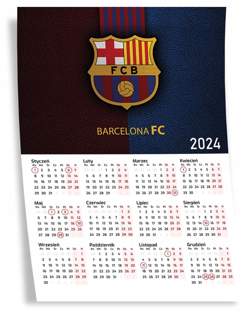 24H KALENDARZ PLAKATOWY A3 FC BARCELONA 2024 - 14363072548 - oficjalne archiwum Allegro