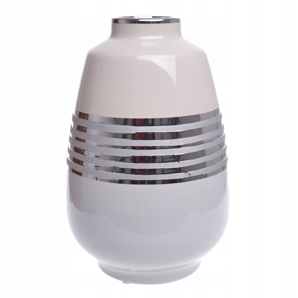 Wazon Fano beżowy srebrny na kwiaty niski szeroki - 11883973636 ...