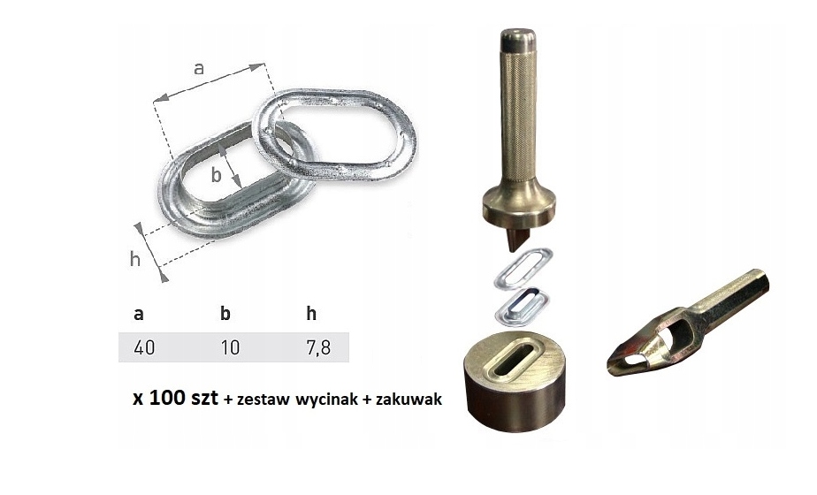 Oczka 100 szt do plandeki 40X10 + zakuwak i wycina - 12822397674 - oficjalne archiwum Allegro