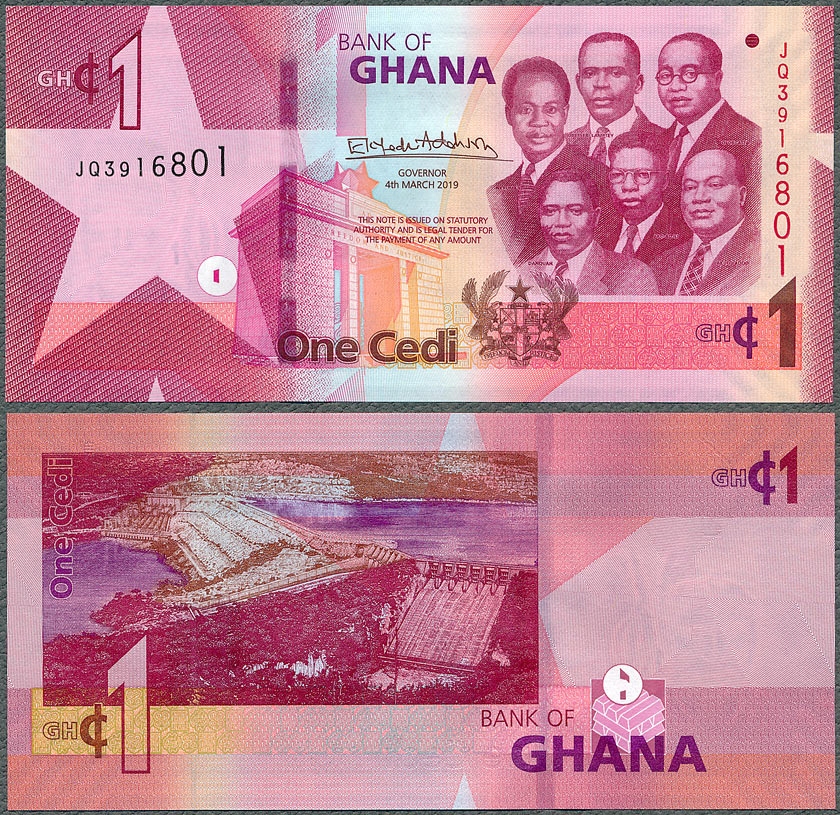 Ghana - 1 cedi 2019 * W45 * B155a * nowa wersja - 12239741128 ...