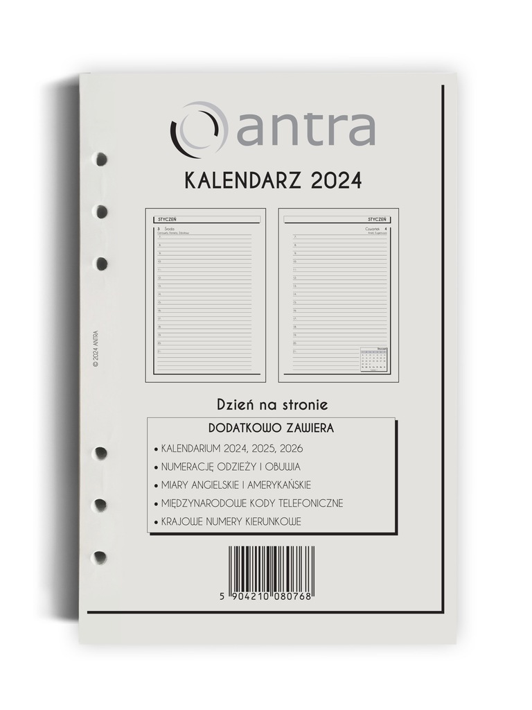 WKŁAD KALENDARZOWY DO ORGANIZERA A5 DNS 210x142 MM 2024 ANTRA ...