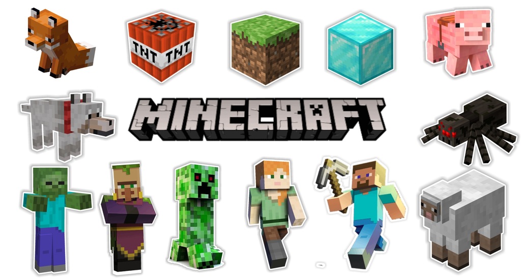 Duży zestaw jadalnych postaci z MINECRAFT NA TORT - 9168274042 ...