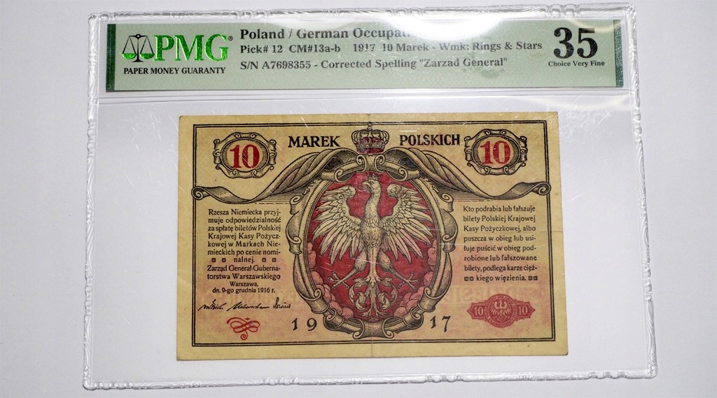 B100 10 Marek Polskich 1916 rok PMG35 (RR) - 13491688761 - oficjalne archiwum Allegro
