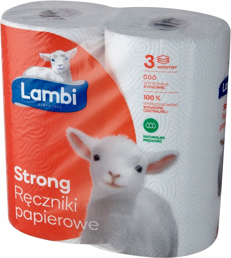 Ręcznik papierowy LAMBI Strong 2 sztuki 3-warstwowy - 14637337201 - oficjalne archiwum Allegro