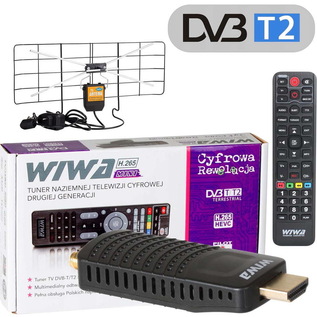 ANTENA POKOJOWA + DEKODER TUNER TV NAZIEMNA DVB-T2 - 11412357098 ...