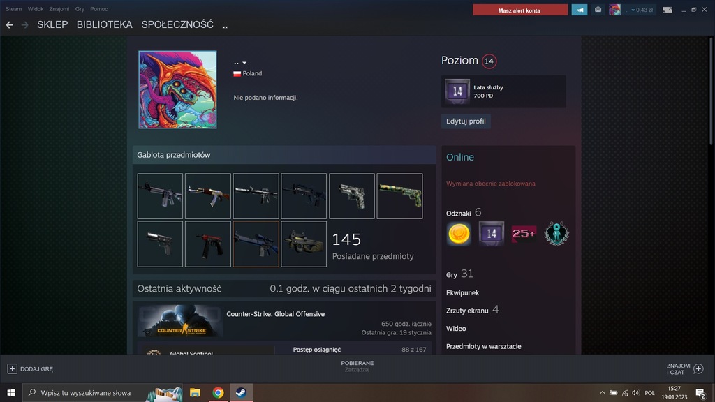 konto steam CSGO skiny z naklejkami katowice 2014 - 13156827752 - oficjalne archiwum Allegro