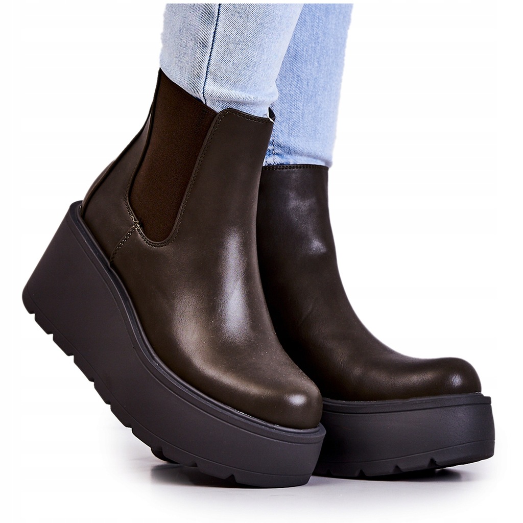 OCIEPLANE BOTKI NA WYSOKIEJ PLATFORMIE ZIELONE 41 - 11726225475 ...