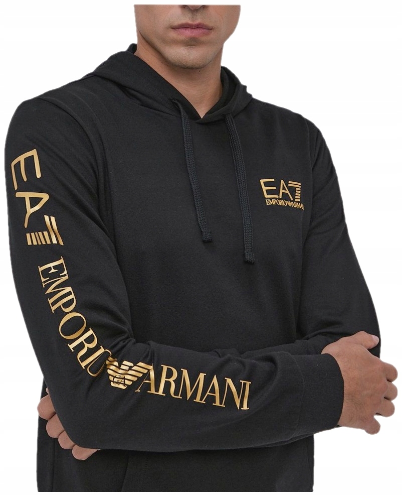 Bluza męska EA7 Emporio Armani czarna z kapturem - 13196561643 - oficjalne archiwum Allegro