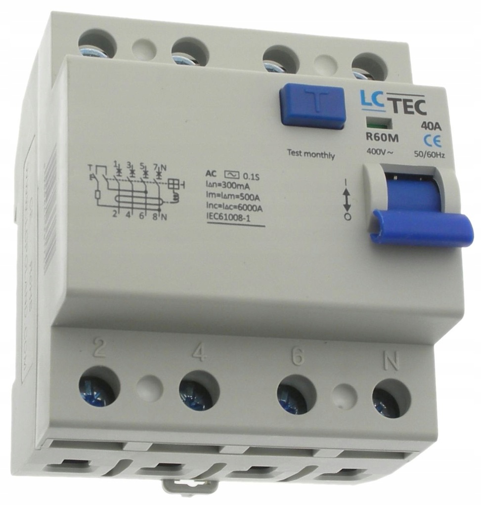 LC wyłącznik różnicowoprądowy R60M 4P 40A 300mA - 10751400268 ...