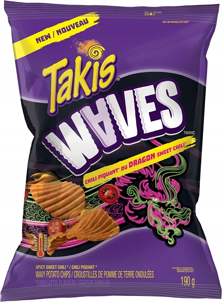 TAKIS WAVES DRAGON SWEET CHILI POTATO CHIPS 190g - 13360119836 - oficjalne archiwum Allegro