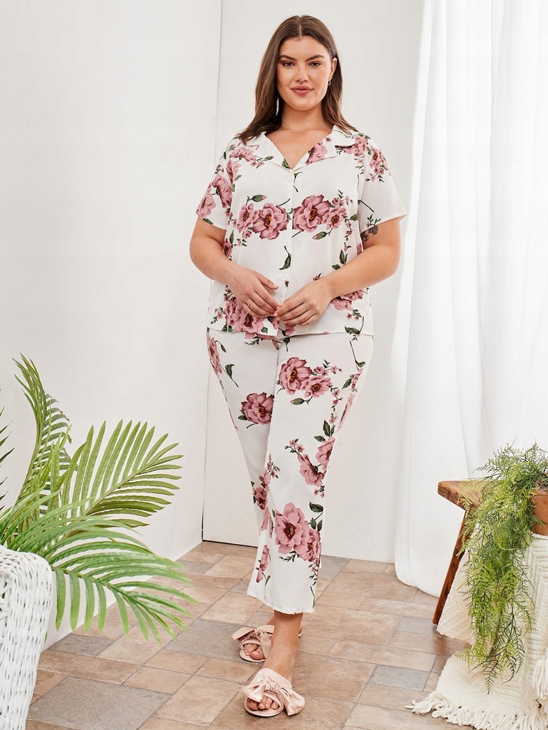 SHEIN 2XL _S1H KOMPLET PIŻAMY W KWIATY - 14982922020 - oficjalne archiwum Allegro