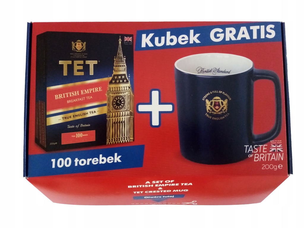 TET Herbata Czarna British Empire 100tb + Kubek - 13008387357 - oficjalne archiwum Allegro