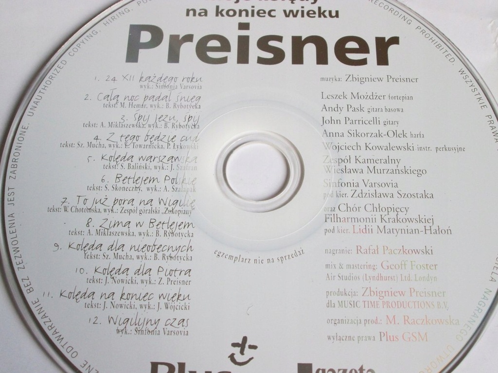 PREISNER-MOJE KOLĘDY NA KONIEC WIEKU CD+BONUS - 8744295942 - oficjalne ...