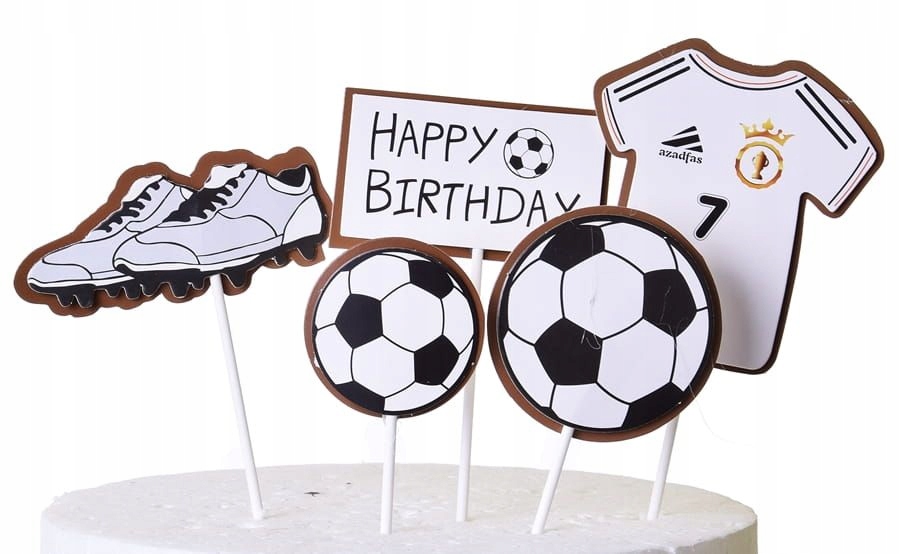 Topper Na Tort Happy Birthday Piłka Nożna 5 elemen - 14195609789 ...
