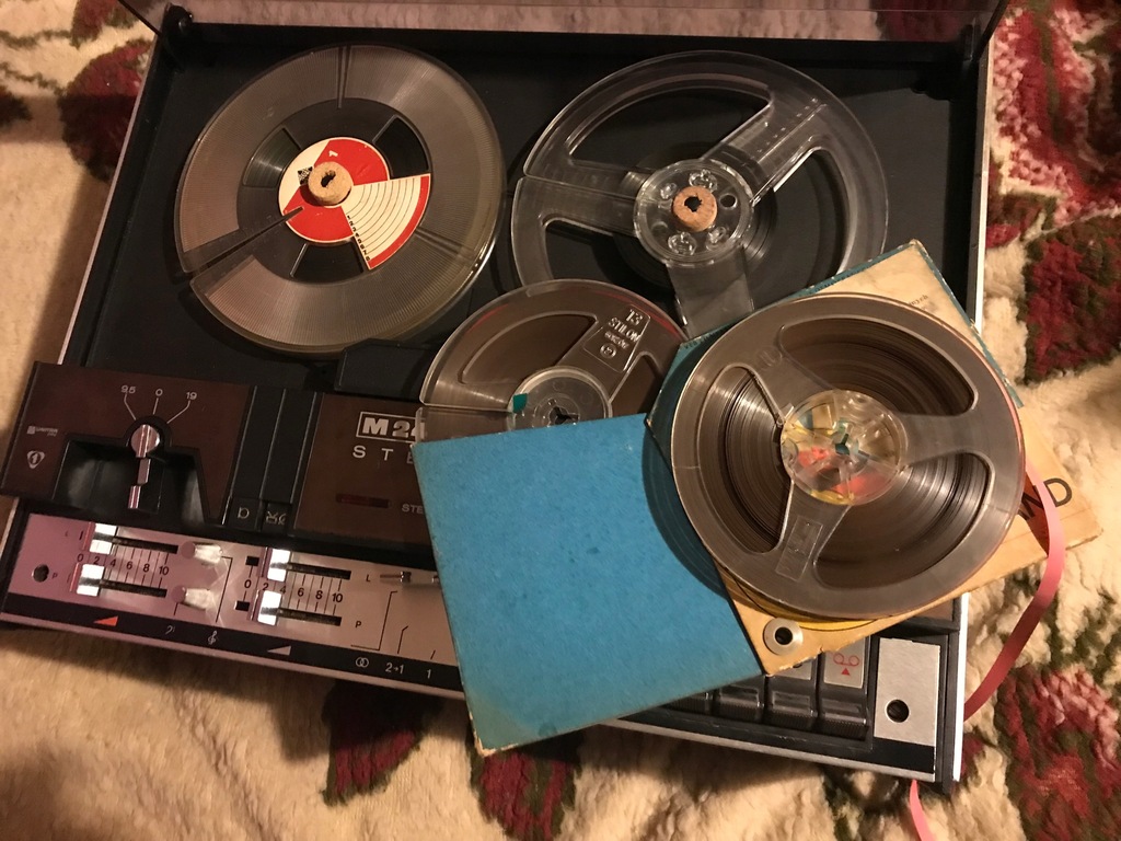 Magnetofon szpulowy PRL Unitra M2405S, nowe paski - 13499114497 - oficjalne archiwum Allegro