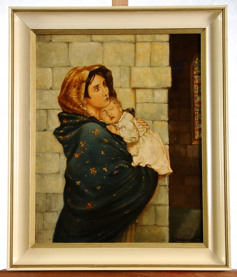 PORTRET MATKI Z DZIECKIEM PRZEPIĘKNY OBRAZ OLEJNY! - 12590242761 ...