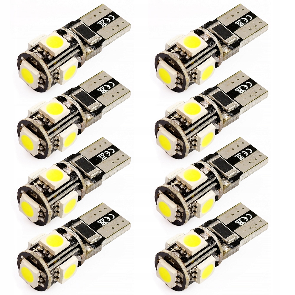8x Żarówka W5W T10 5 diod LED SMD canbus can bus - 9421828413 ...