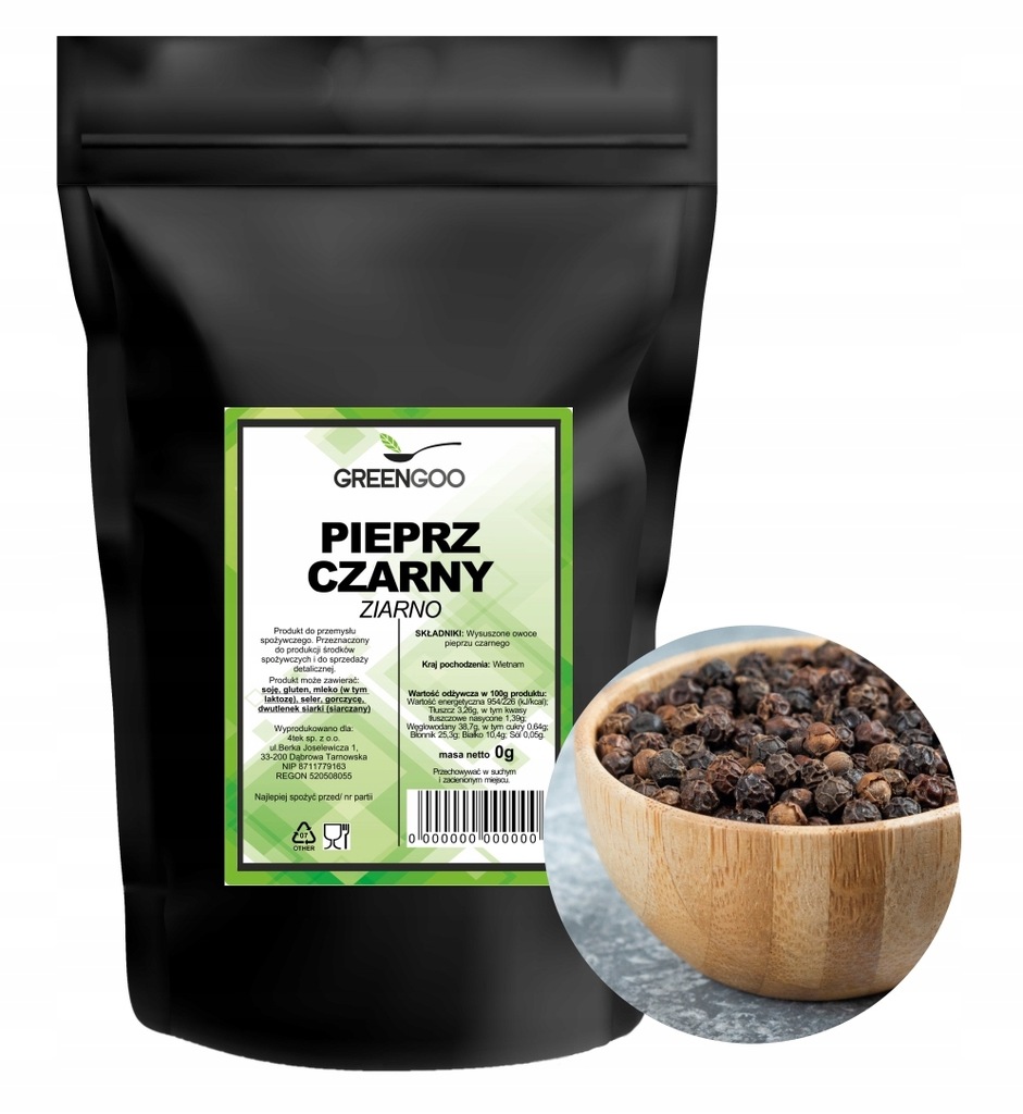 GREENGOO PIEPRZ CZARNY ZIARNISTY 700G 0,7KG - 11833386691 - oficjalne archiwum Allegro