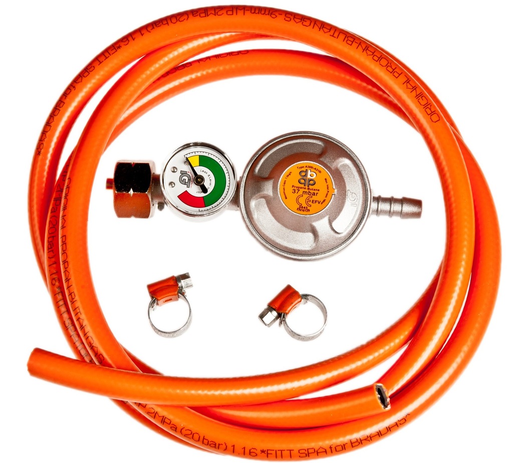 WĄŻ DO GAZU 2m REDUKTOR GAZOWY BUTLI 11kg OPASKI - 9275905353 - oficjalne archiwum Allegro