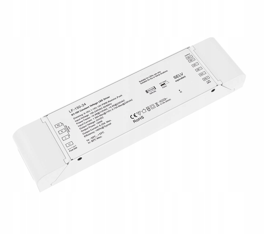 Zasilacz LED 150W 24V 6.25A ściemnialny 0-10V Push - 12397969354 - oficjalne archiwum Allegro