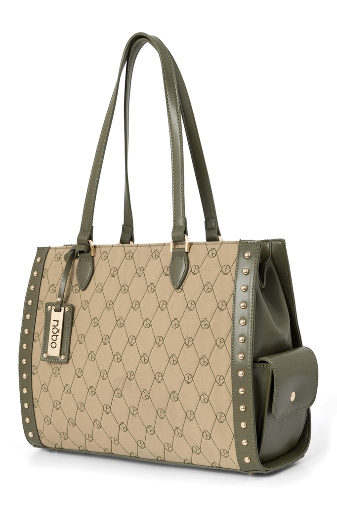 NOBO zielona shopperka z monogramem i ćwiekami - 13182549690 - oficjalne archiwum Allegro