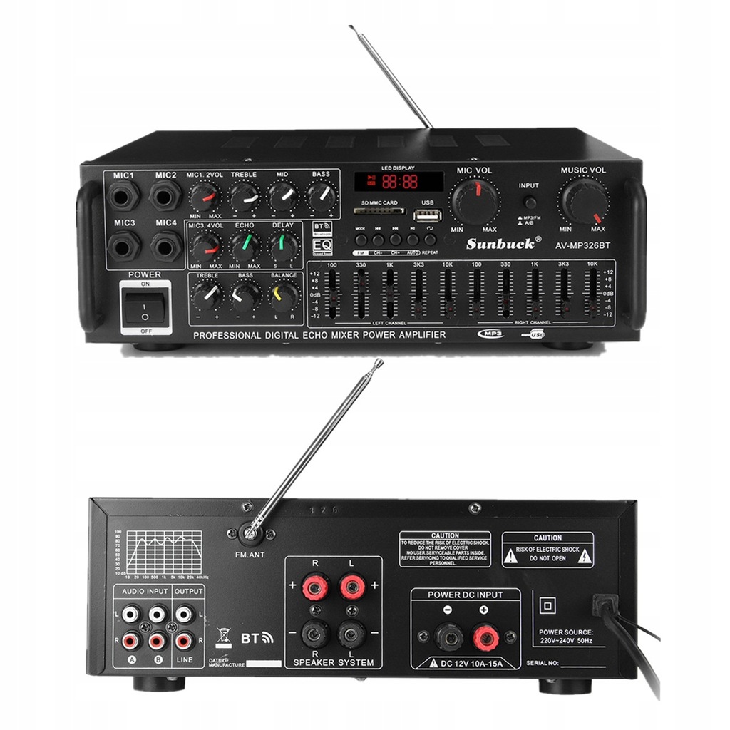 AMPLITUNER WZMACNIACZ STEREO BLUETOOTH USB - 11389309386 - oficjalne archiwum Allegro