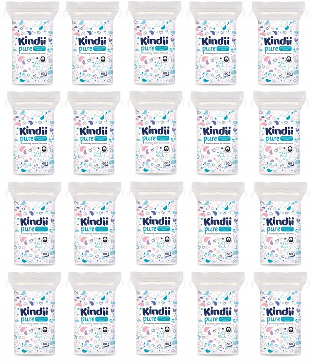 Kindii Pure bawełniane płatki kosmetyczne 20x60szt - 11199495423 ...