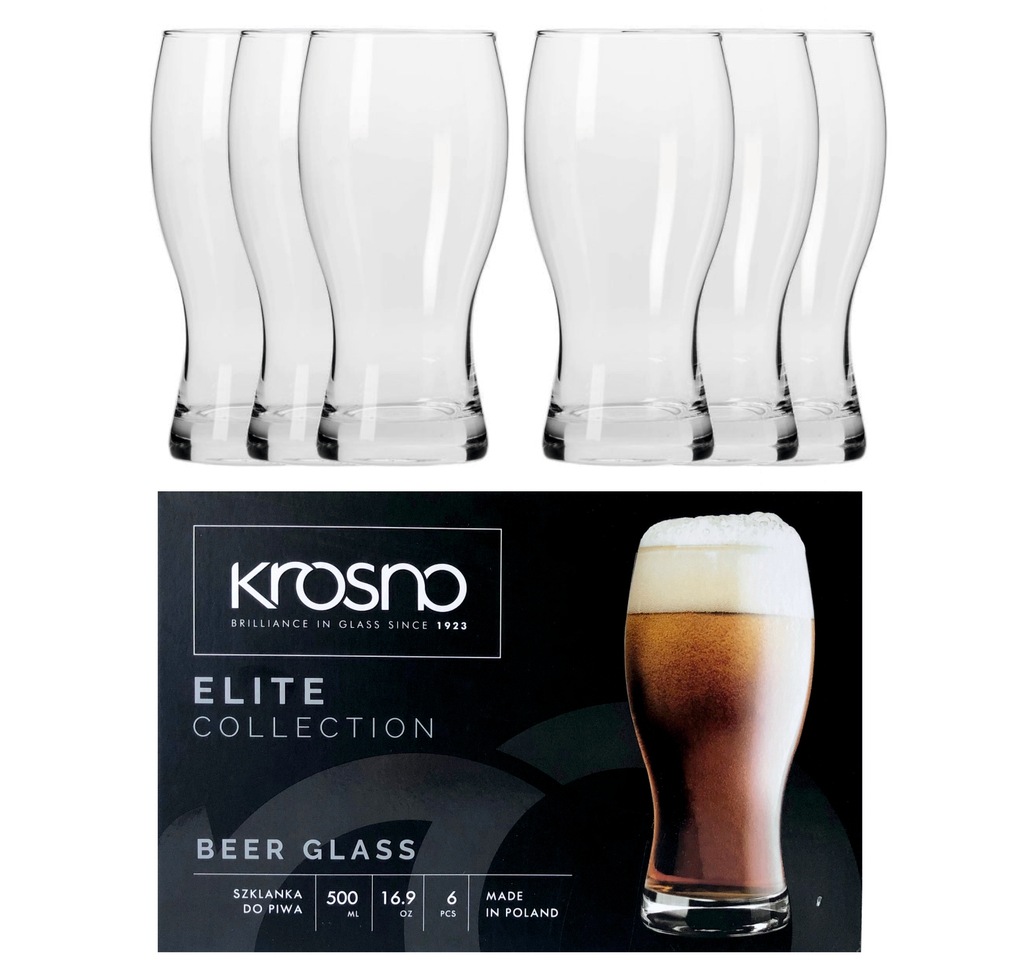 SZKLANKI DO PIWA CIEMNEGO KROSNO ELITE 500ml 6szt. - 7992491460 - oficjalne archiwum Allegro