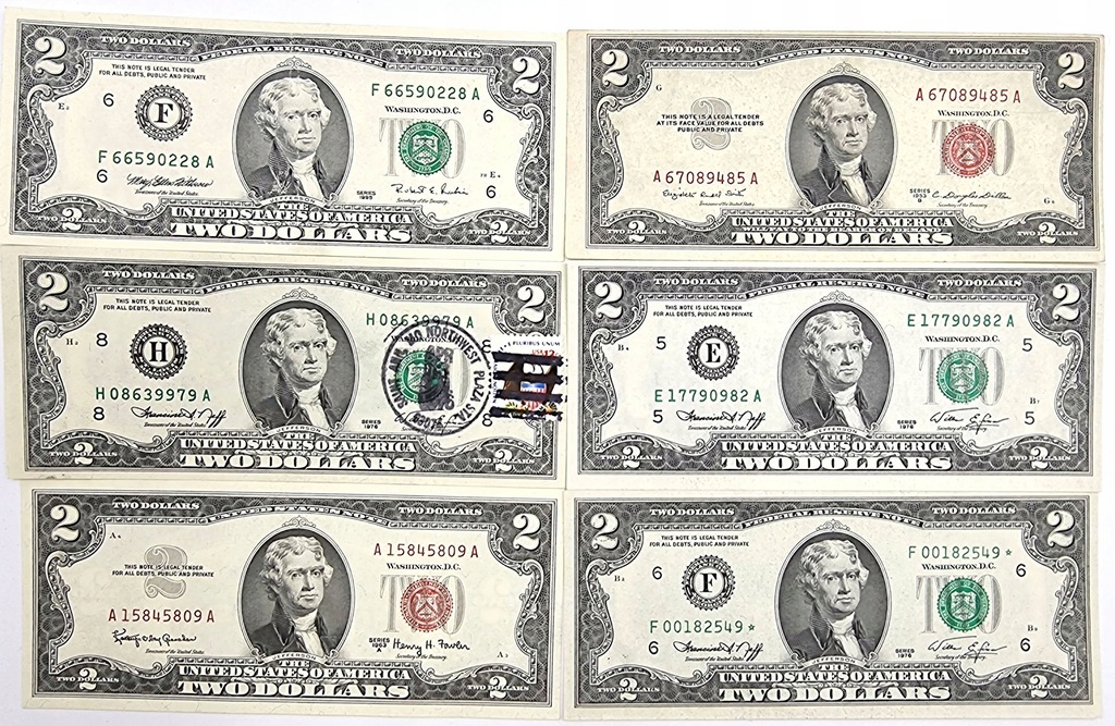USA. 2 dolary 1953-1995, zestaw 6 sztuk - 13019214740 - oficjalne ...