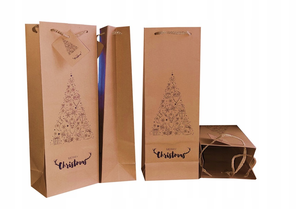 Torebki świąteczne na wino alkohol torby torba eko - 12677828743 - oficjalne archiwum Allegro