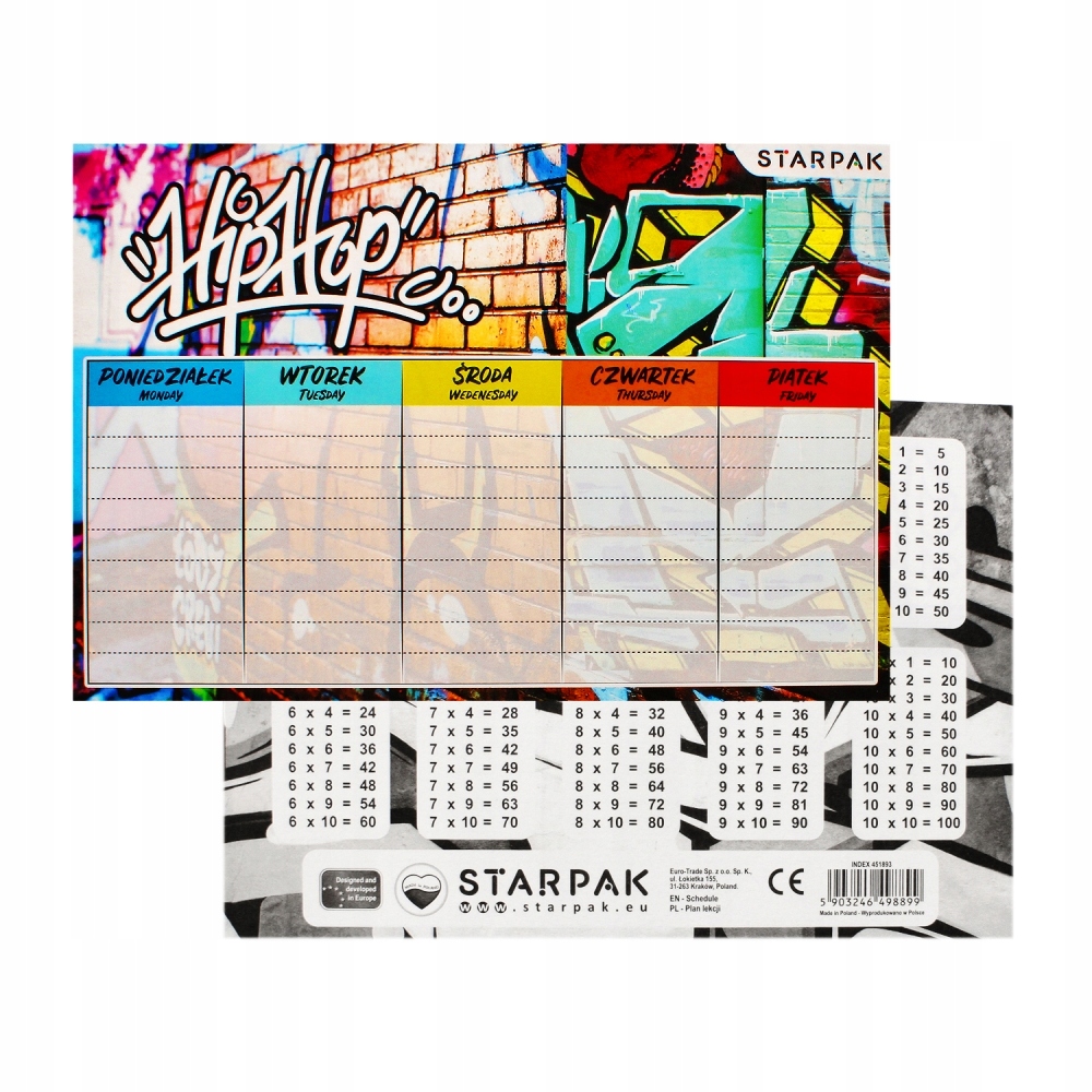 PLAN LEKCJI+TABLICZKA MNOŻENIA STARPAK GRAFFITI - 12944973287 - oficjalne archiwum Allegro