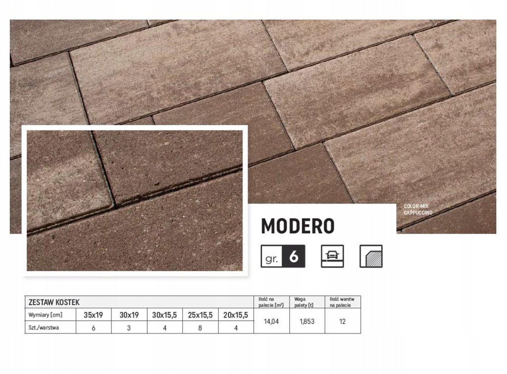 Bruk Bet Kostka Brukowa MODERO 6cm grafit - 10592894103 - oficjalne archiwum Allegro