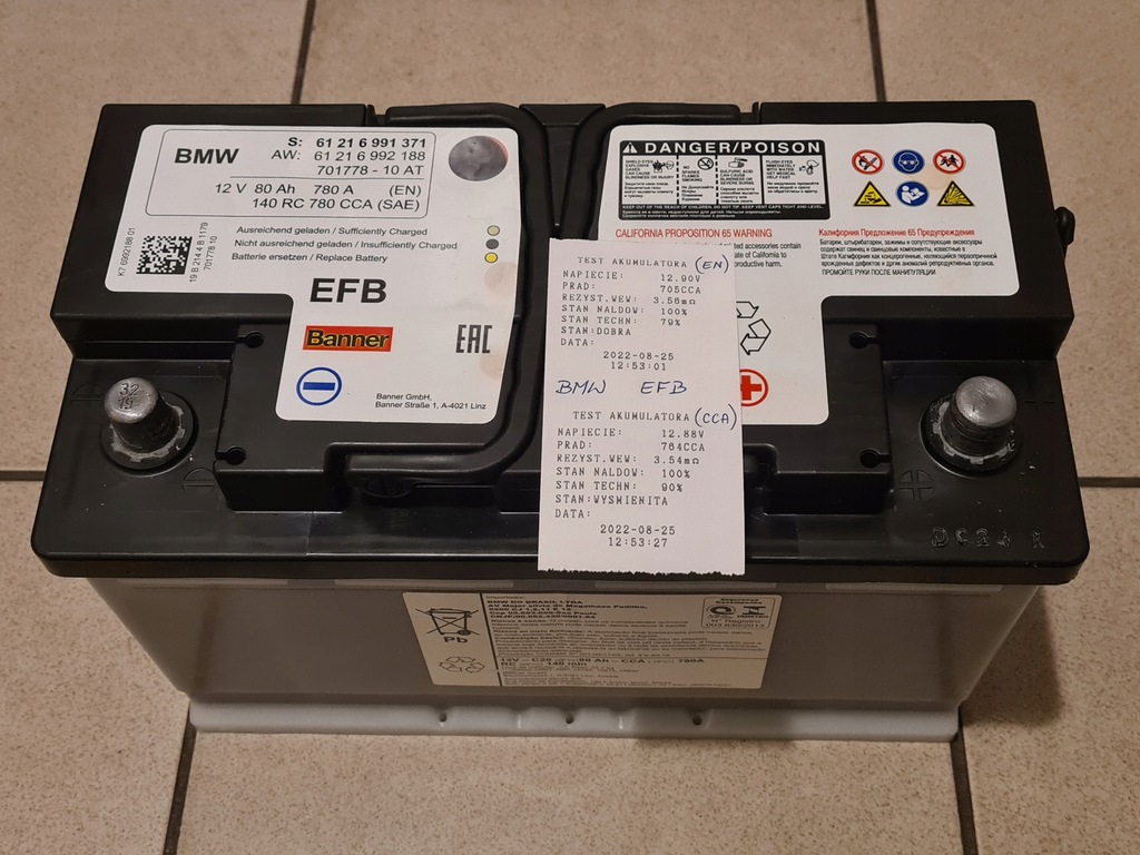 Akumulator BMW Banner EFB 80Ah 780A - 80% - 12546973920 - oficjalne ...