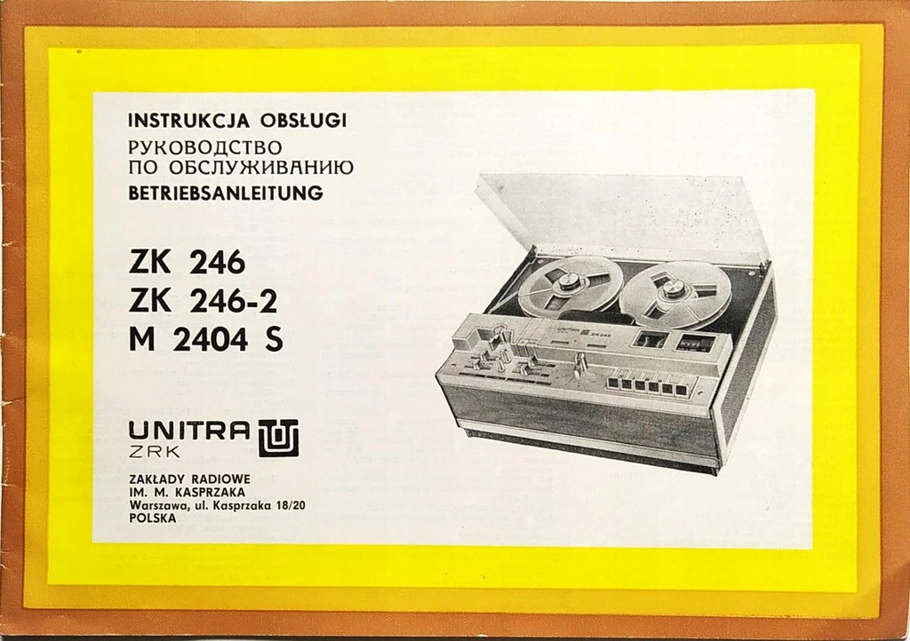 ZK 246 ZK 146-2 M 2404 S INSTRUKCJA OBSŁUGI-UNITRA - 16321023414 ...