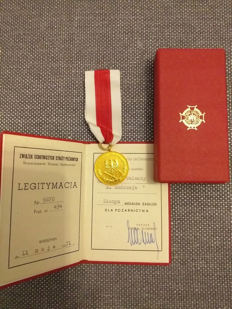 Medal Zaslugi Dla Pożarnictwa złoty -PRL. - 13499601772 - oficjalne archiwum Allegro