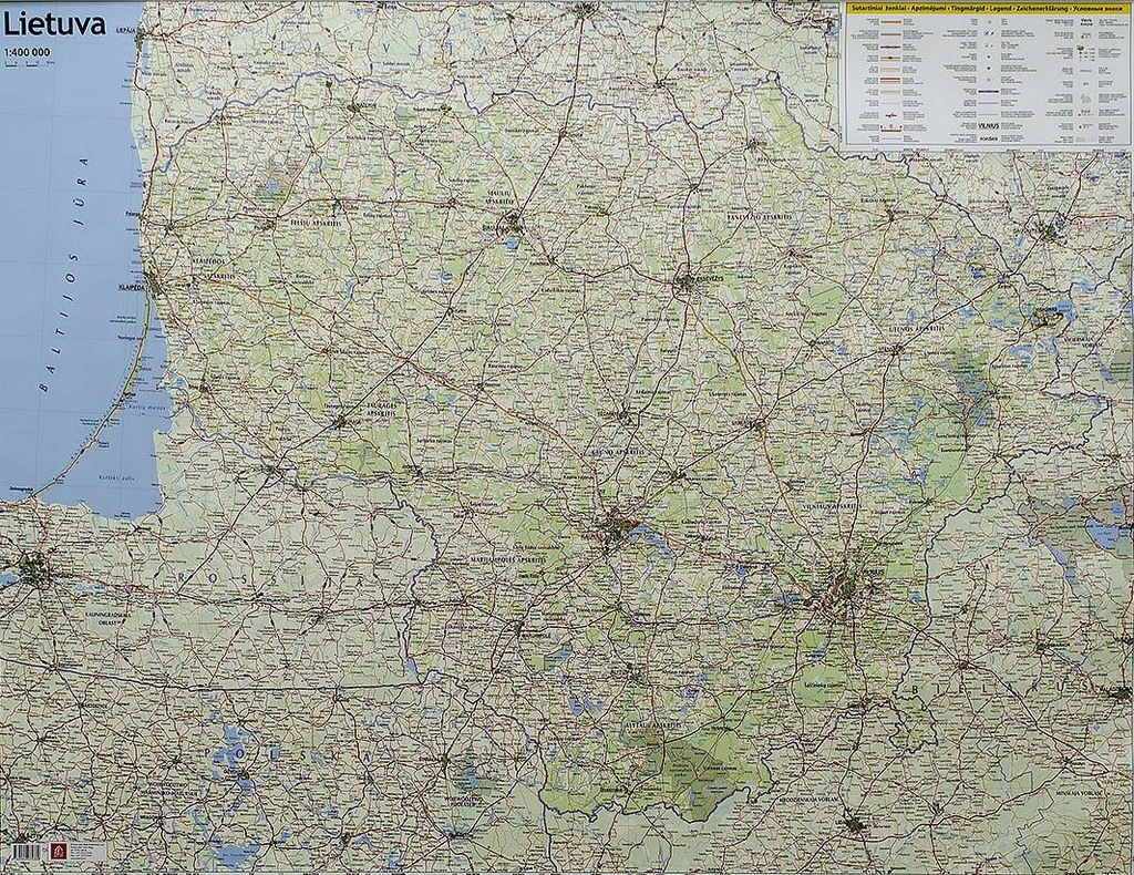 LITWA MAPA ŚCIENNA LITWY DROGOWA ARKUSZ PLAKAT - 9072688216 - oficjalne ...